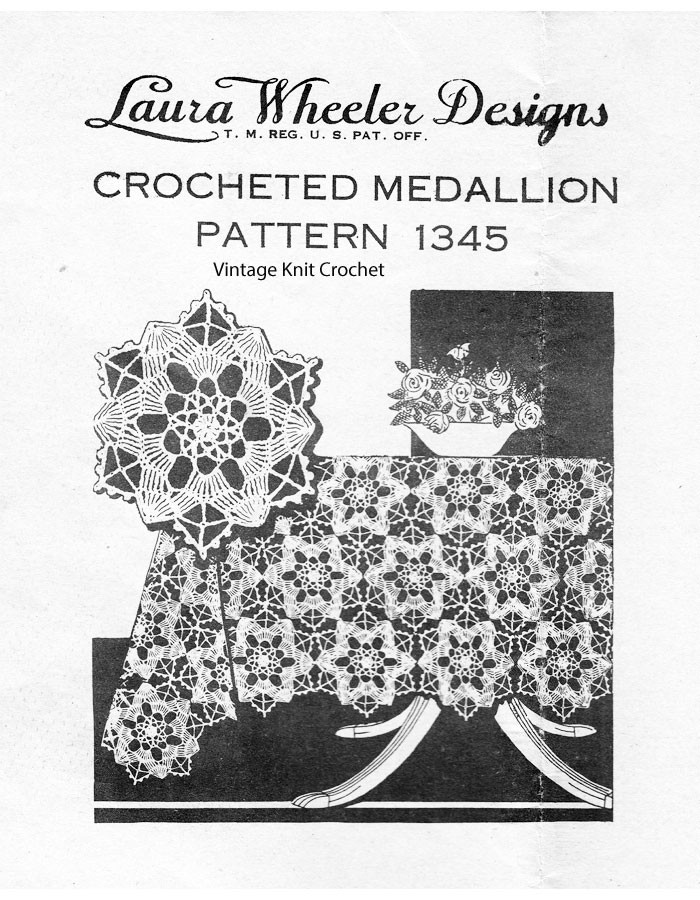 Crochet Medallion Pattern, Cloth Spread Runner, Laura Wheeler 1345 ...