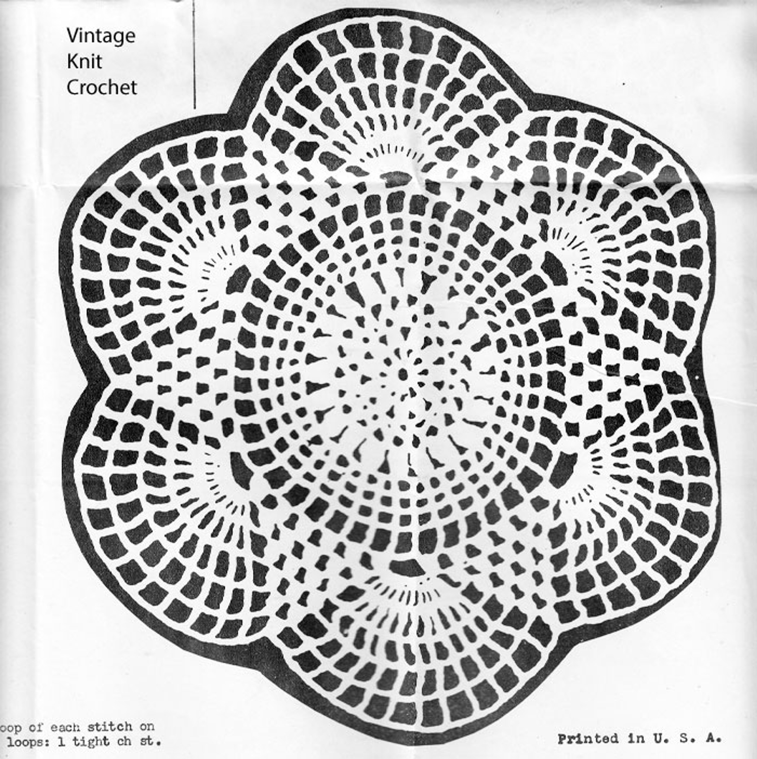 Crocheted Star Doily Pattern Pineapples Mail Order E 1102