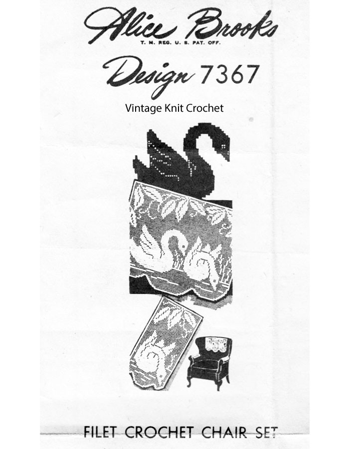 Vintage Filet Crochet Swan Runner and Doily Pattern Mail Order No R2379