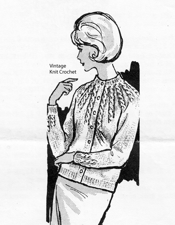 Knitted Cable Cardigan Pattern, Mail Order Design 7213