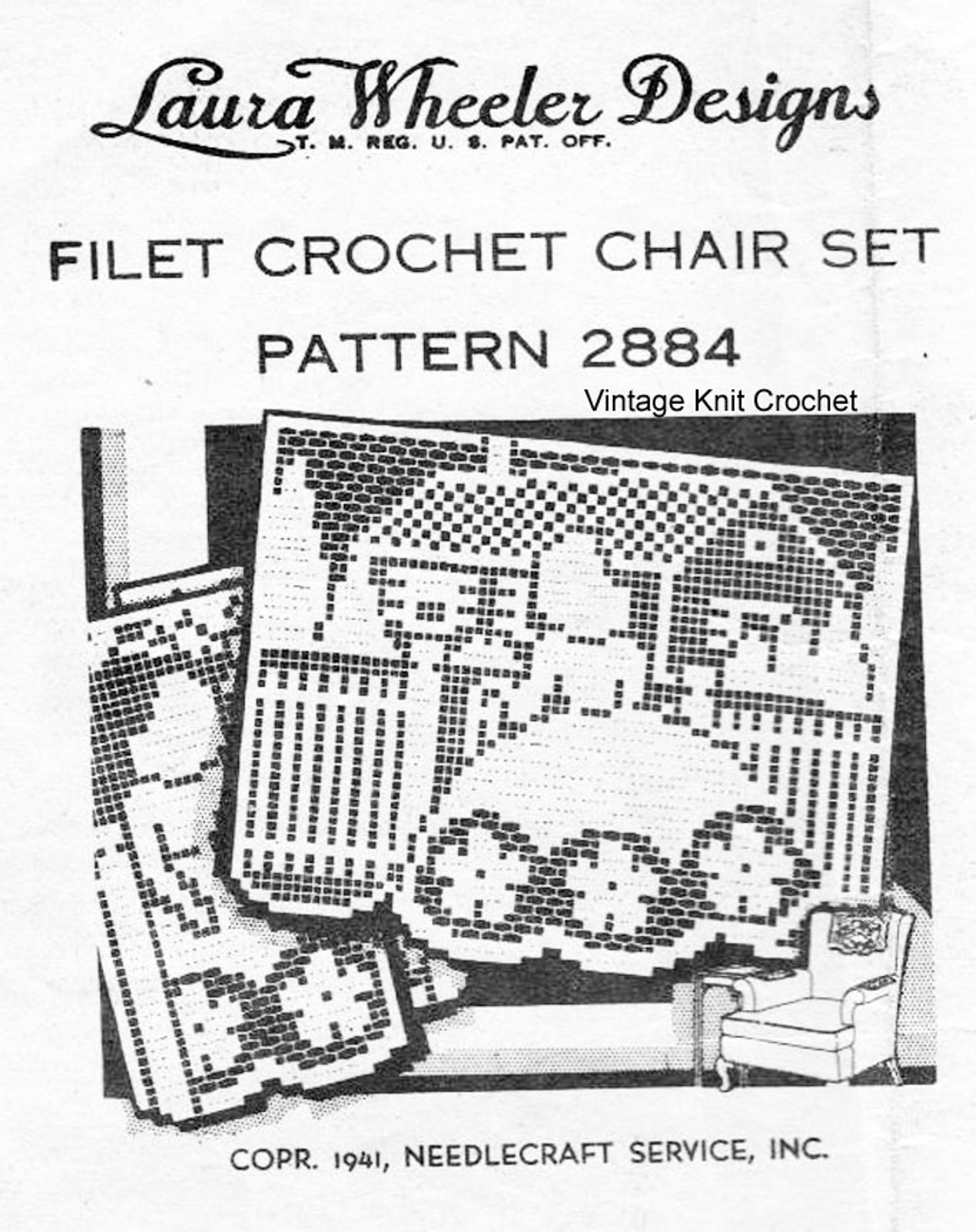 Vintage Filet Crochet Pattern Woman Home Laura Wheeler 2884 Mail Order