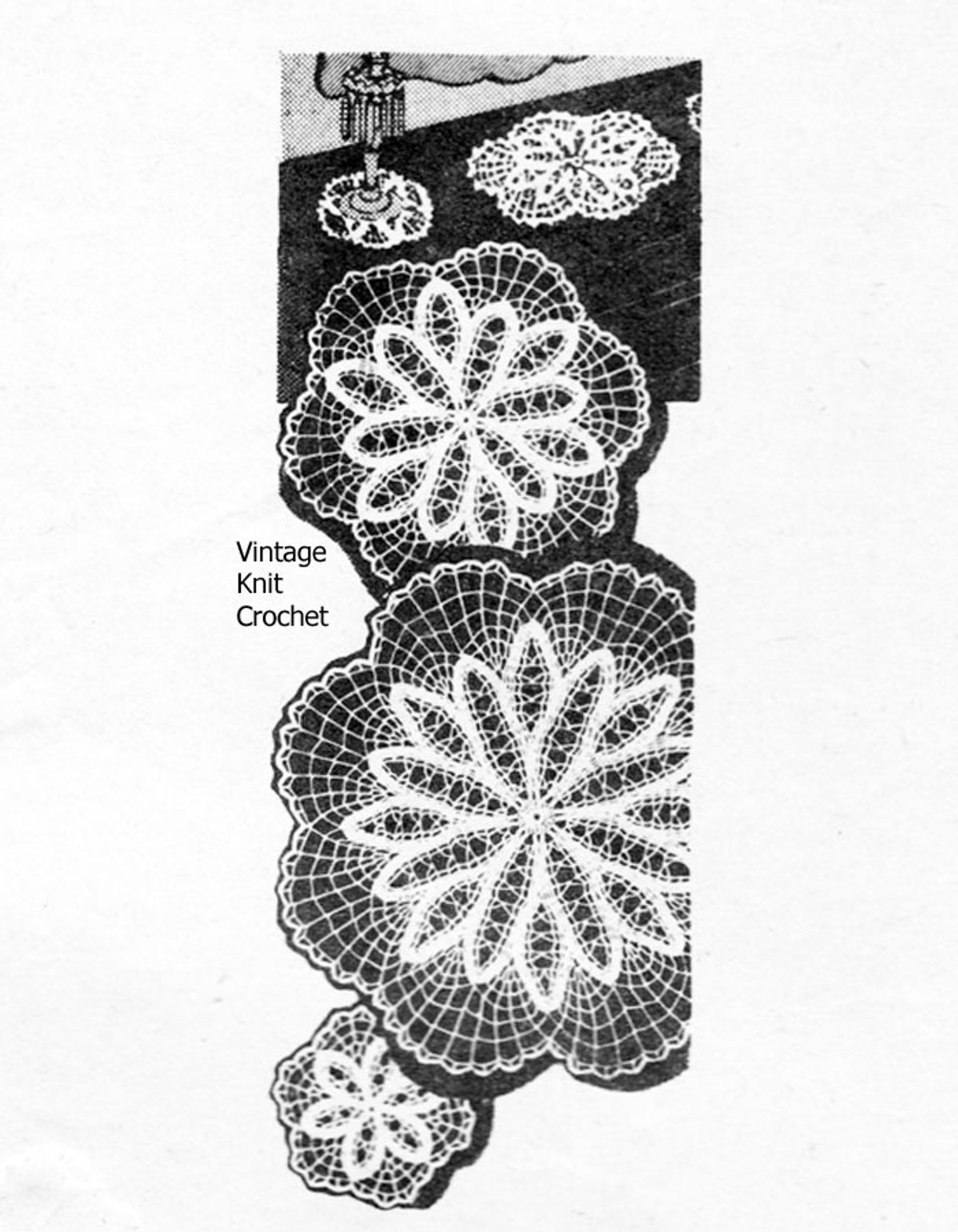 Crochet Flower Doily Pattern Luncheon Set Laura Wheeler No 752