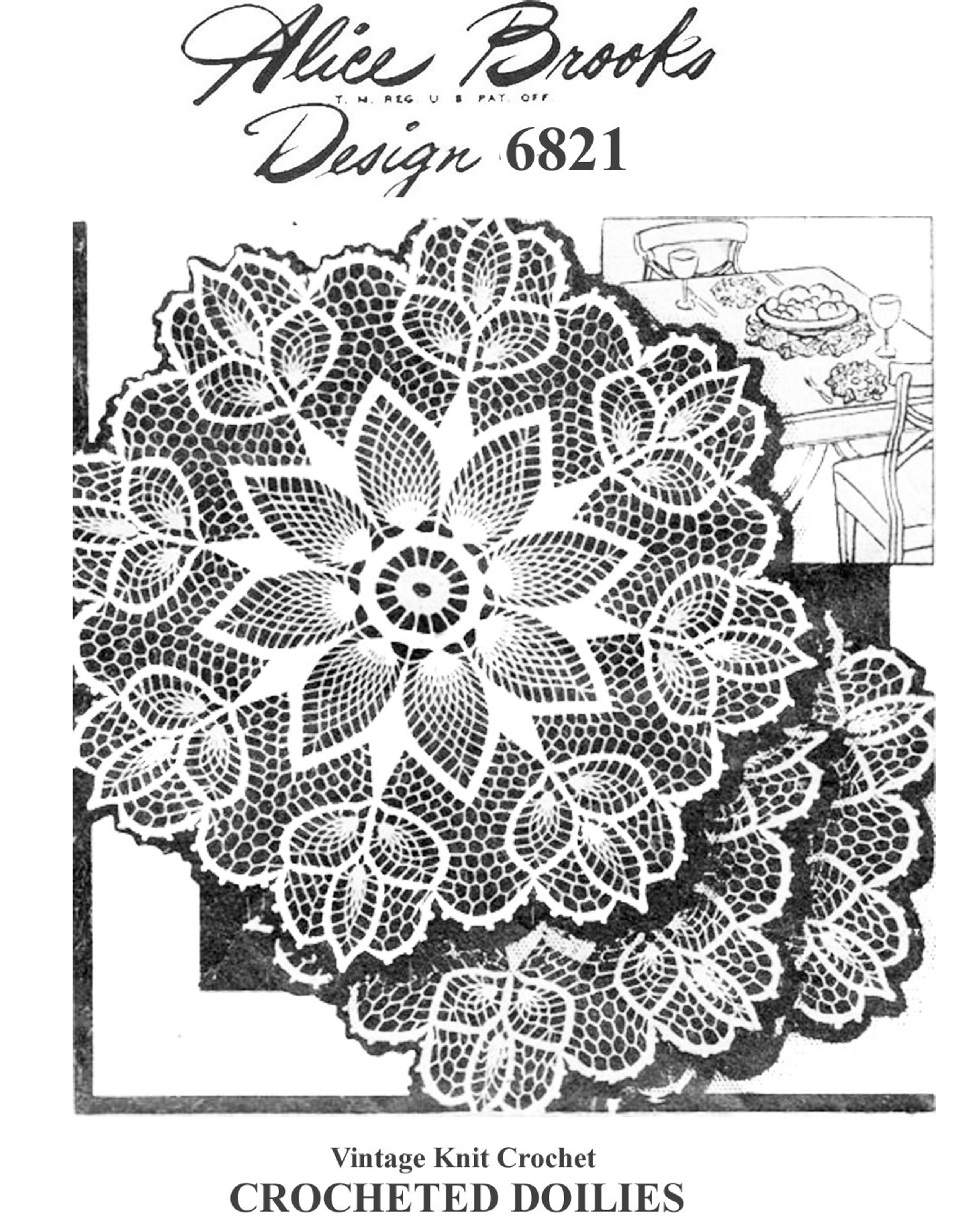 Alice Brooks Crochet Doily Pattern Small Large Design No 6821