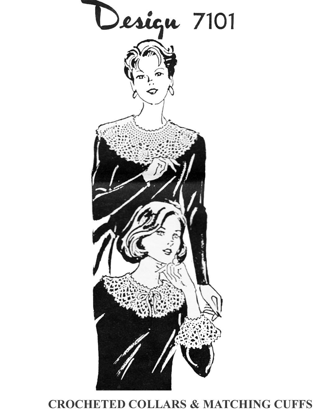 Frill Crochet Collar Cuffs Set is Vintage 1940s