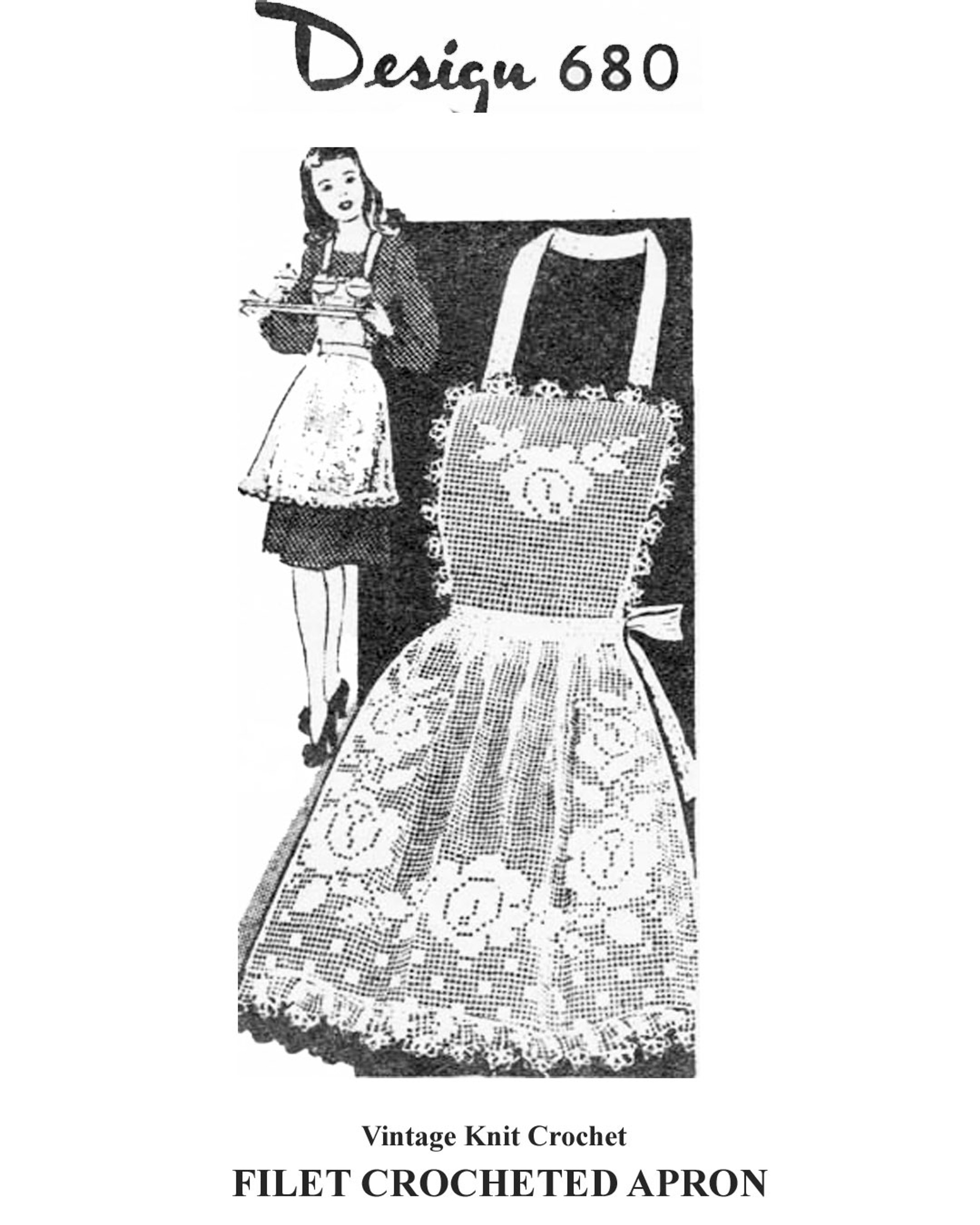 Filet Crochet Apron Pattern Flower Motif Mail Order Design 823