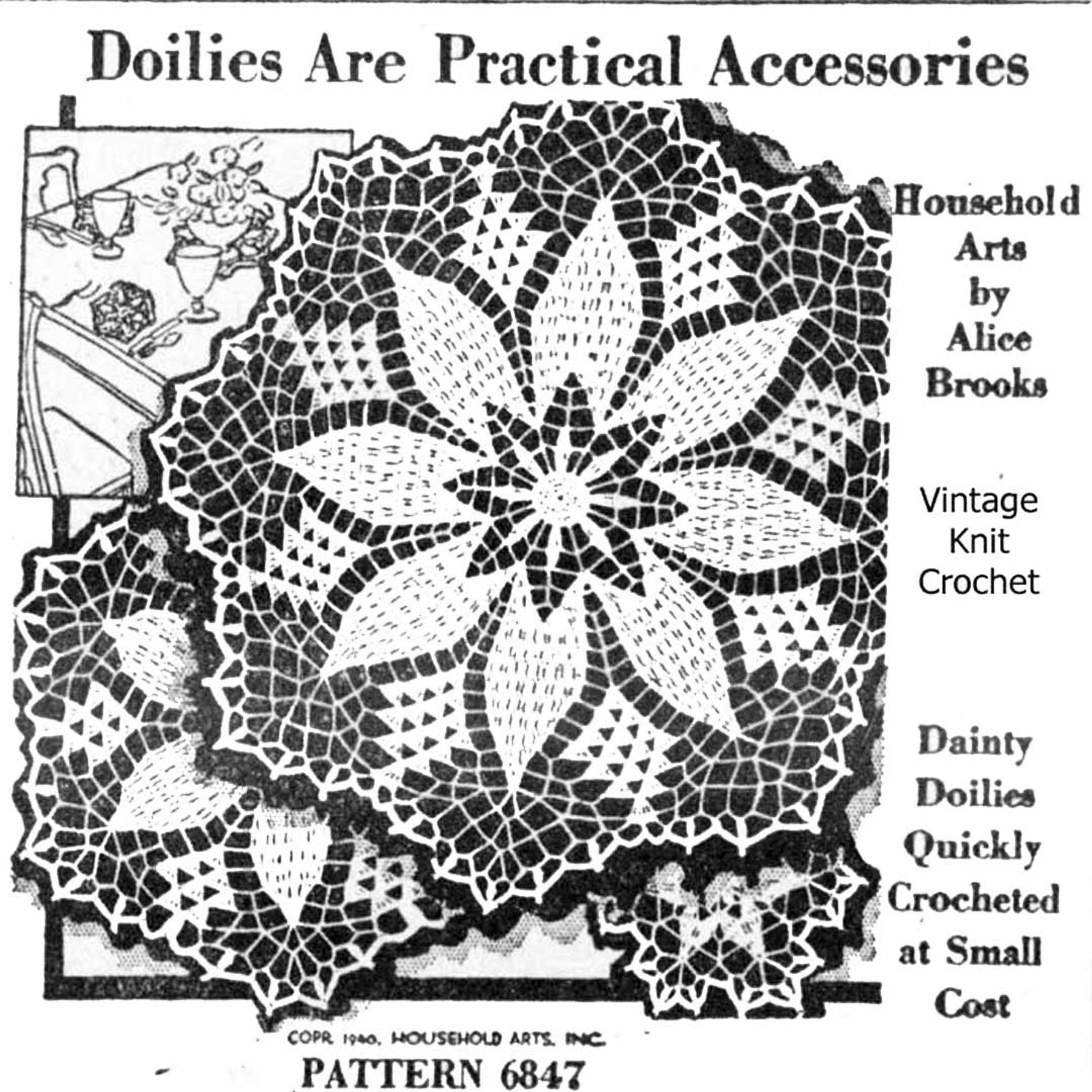 Vintage Crochet Doilies Pattern Alice Brooks No 6847