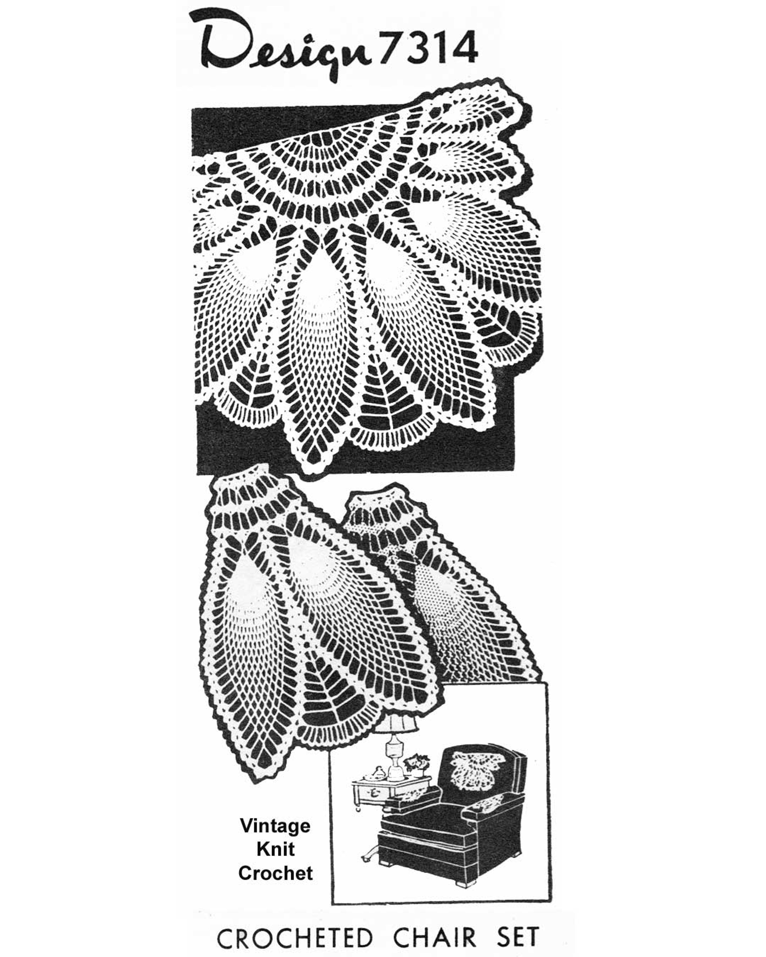 Crochet Scalloped Pineapple Chair Set Pattern Alice Brooks Design 7314