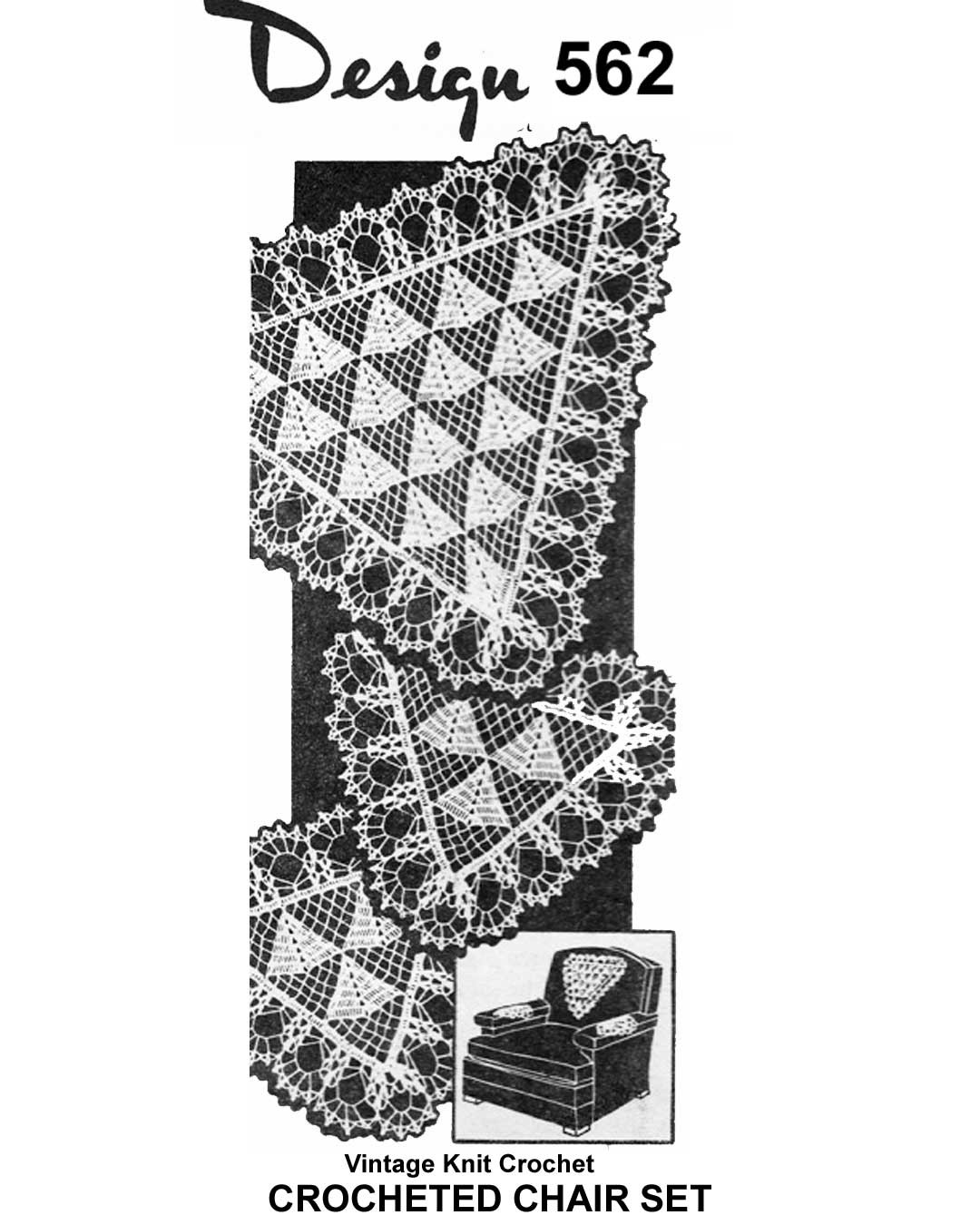 Crochet Triangle Chair Doily Pattern Set American Weekly 3095 Mail Order