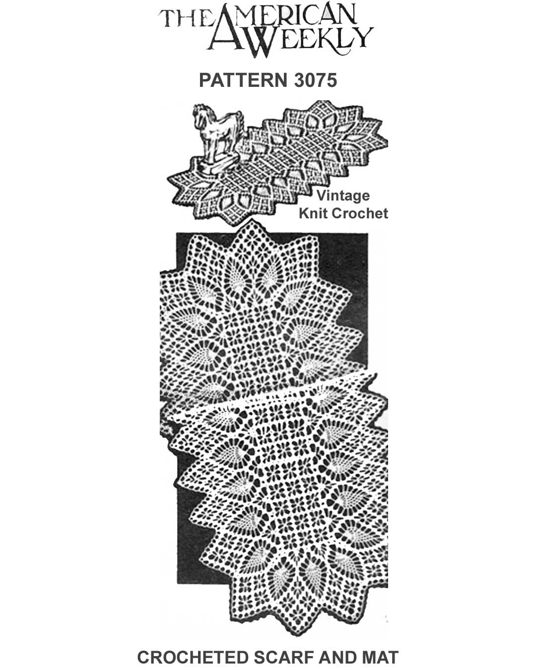Crochet Fern Runner Doily Pattern, Ruffled Border, Mail Order Design 7045