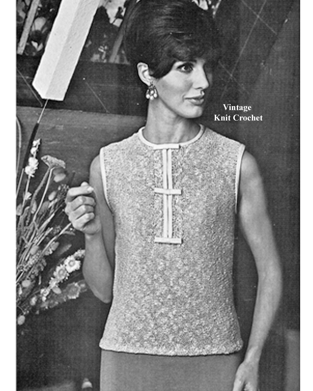 Sleeveless Top Knitting Pattern, Linen Trimmed