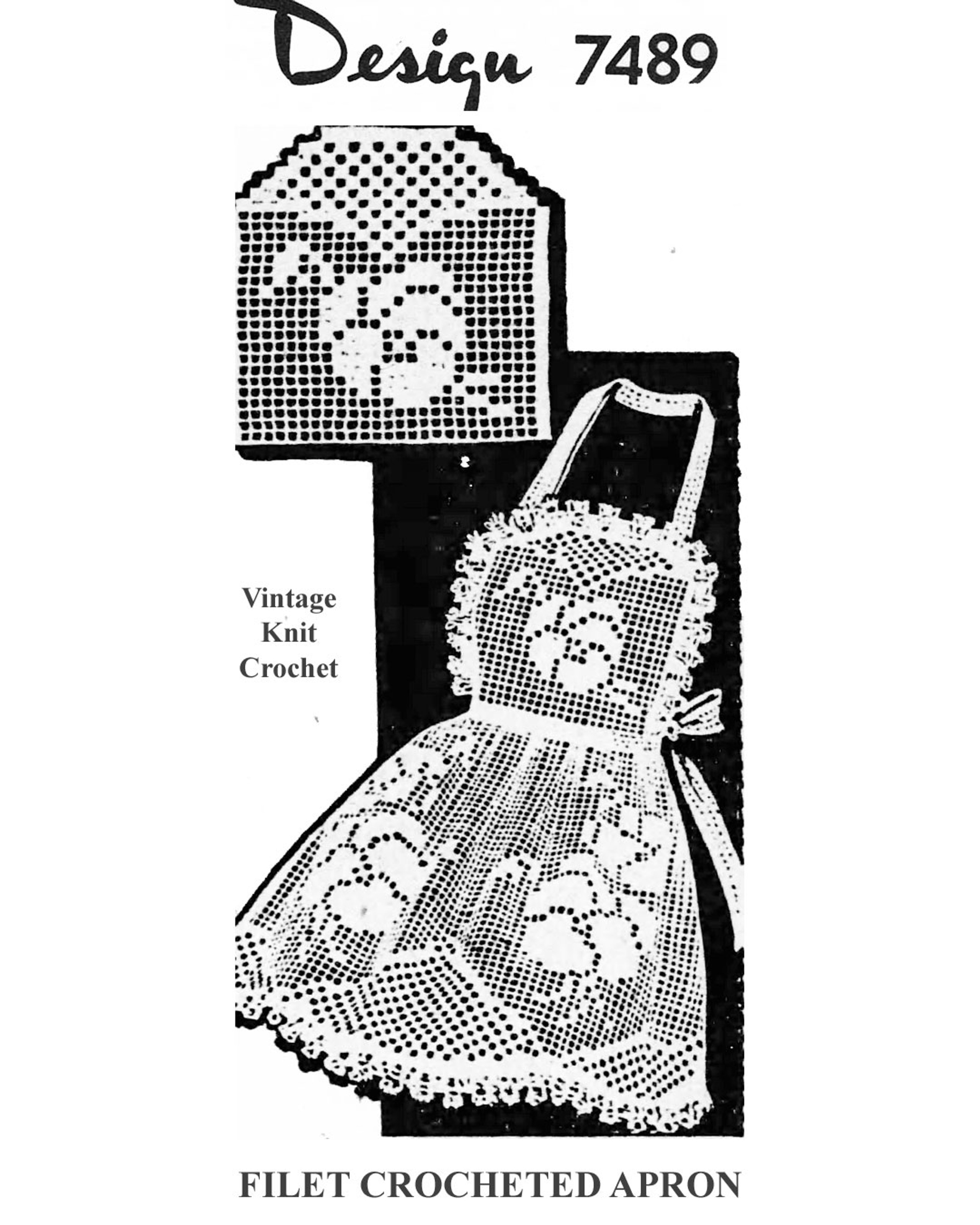 Vintage Filet Crochet Apron Pattern In Rose Motif Alice Brooks Mail