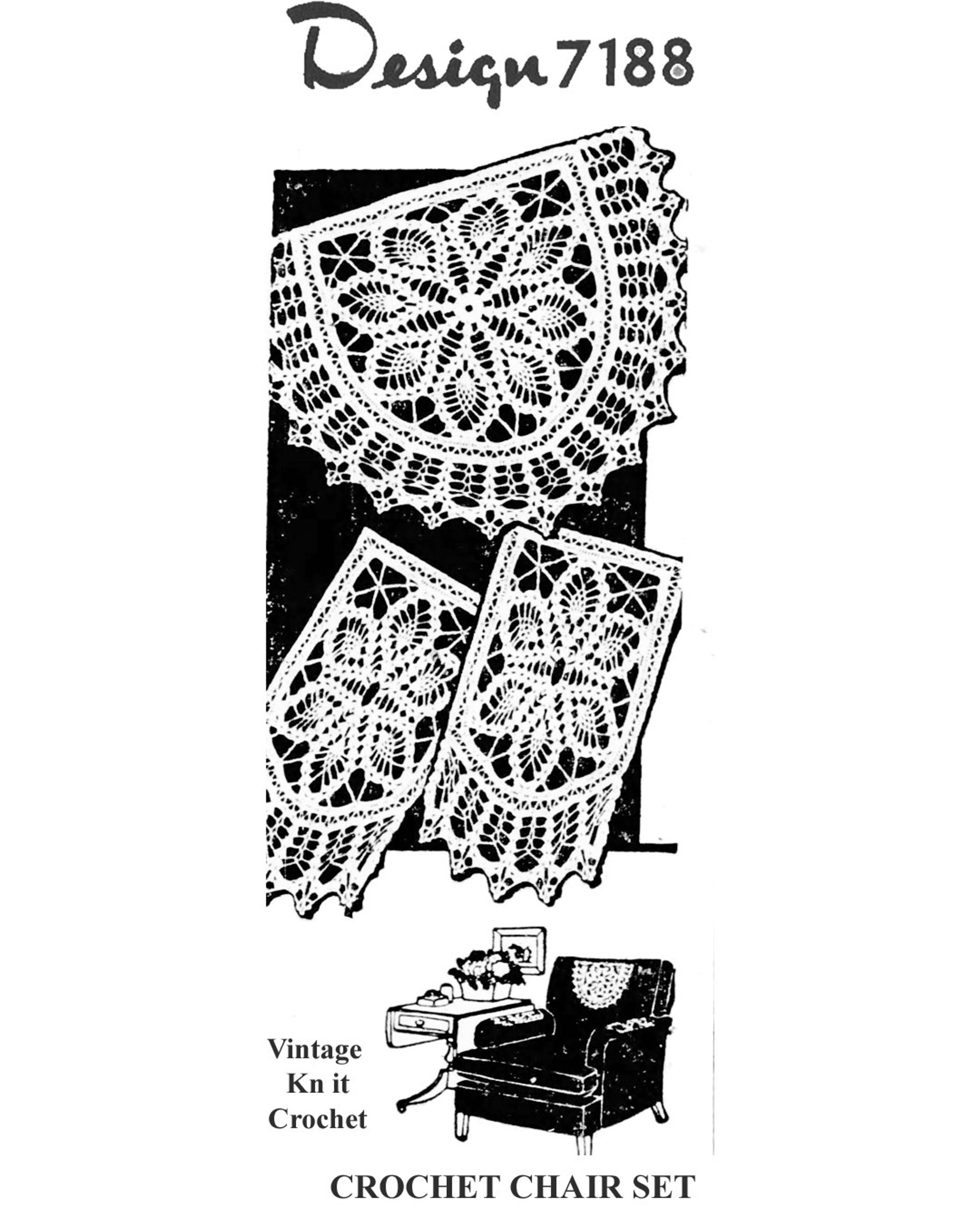Crochet Pineapple Wheel Doily Chair Set Mail Order Pattern 2866