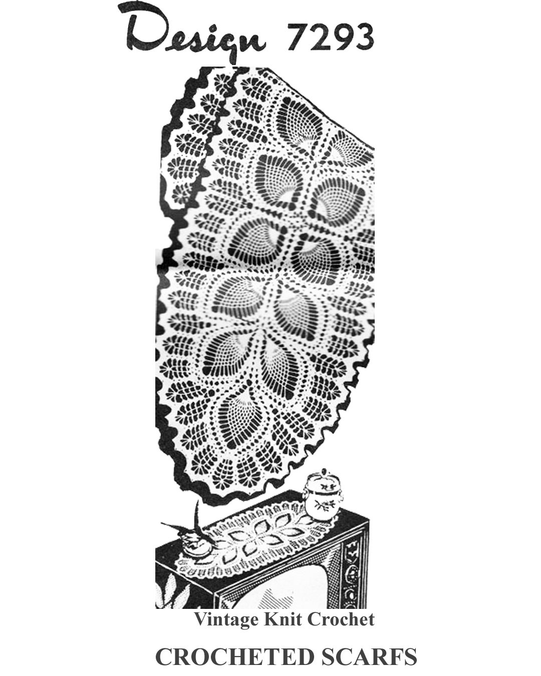 Large Oval Rose Pineapple Crochet Doily Runner Pattern, Mail Order ...
