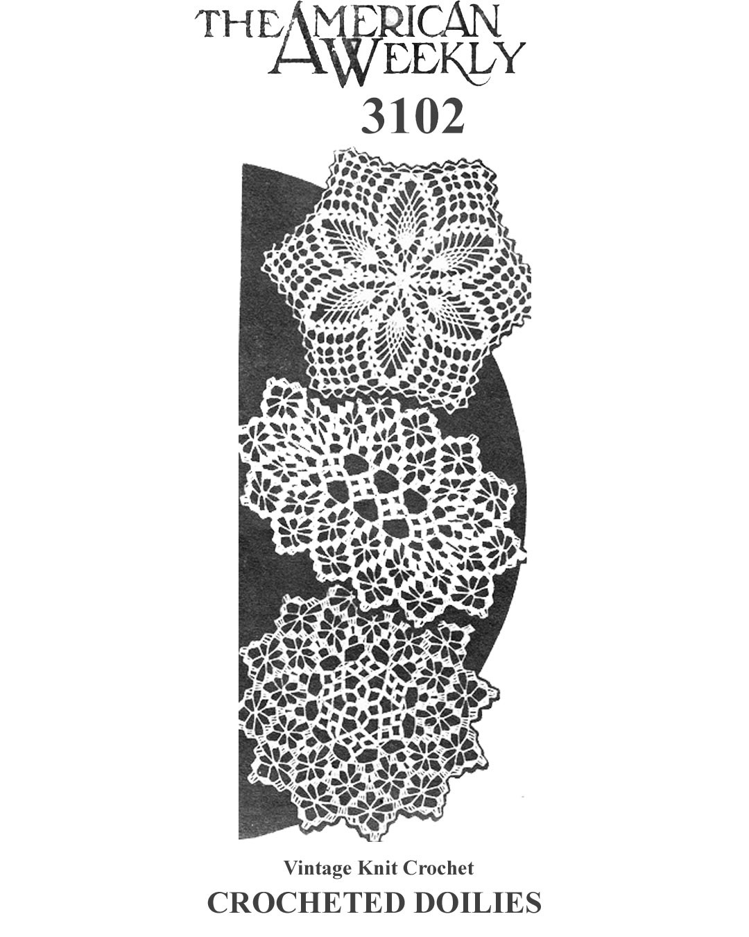 Crochet Oval Doilies Pattern, spiderweb pineapple stitch, Mail Order 7456