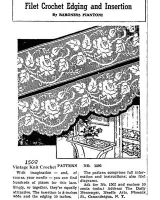 Crochet Pineapple Edging, Irish Rose Medallion Pattern, Anne Cabot 2132