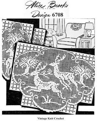 Filet Crocheted Dove Roses Chair Set Pattern Alice Brooks Design 6228