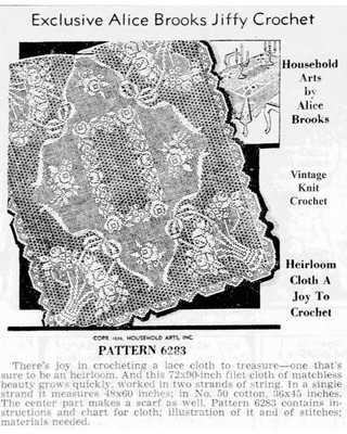 Filet Crocheted Dove Roses Chair Set Pattern Alice Brooks Design 6228