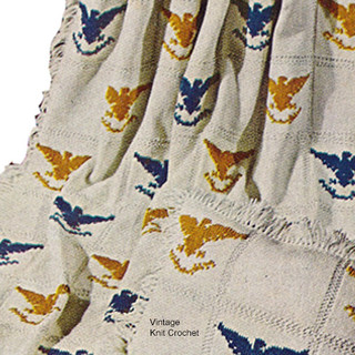 Knitted American Eagle Afghan Pattern is 51 x 65