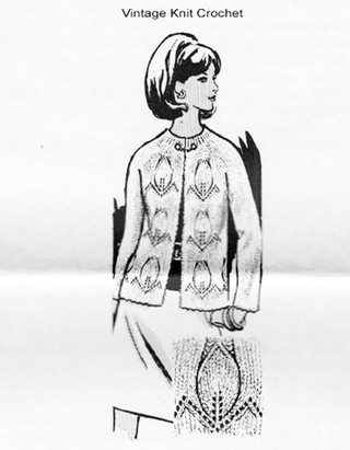 Knitted Raglan Jacket Pattern, Leaf Motif, Laura Wheeler 851, Mail ...