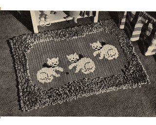 Crochet Kitten Cat Rug Pattern, Loop Stitch