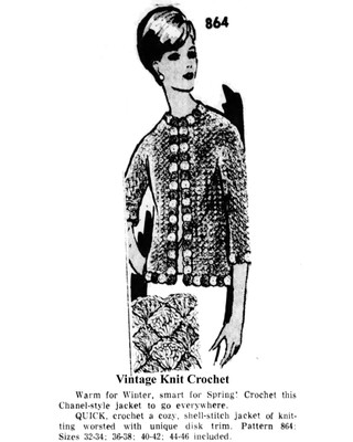 Womans Crochet Chanel Jacket Pattern in Shell Stitch, Design 864