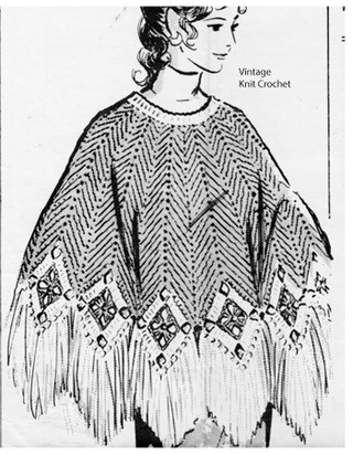 Crocheted Ripple Poncho Pattern Fringed Mail Order 5517