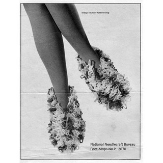Foot Mop Slippers Crochet Pattern, Loop Trim - Vintage Knit Crochet ...