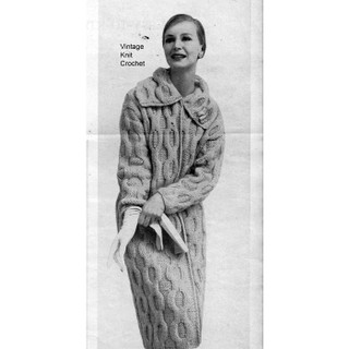 Vintage Knitted Coat Pattern, large cables