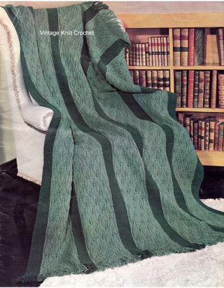 Knitted Striped Afghan Pattern, Tri-Color Cable