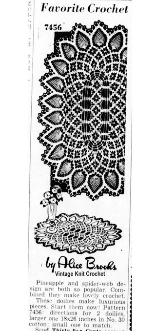 Crochet Oval Doilies Pattern Spiderweb Pineapple Stitch Mail Order 7456