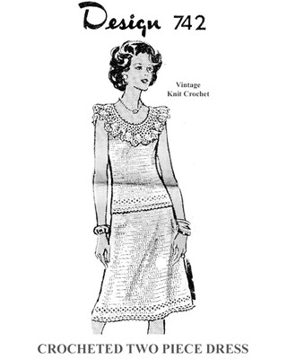 Crochet Pattern Two Piece Ripple Dress S-M-L