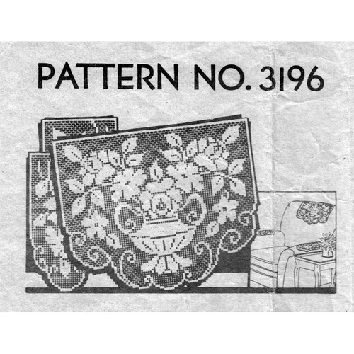 Filet Crocheted Peacock Doily Chair Set Pattern Design 7107
