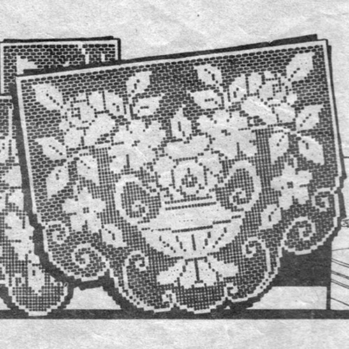 Filet Crocheted Peacock Doily Chair Set Pattern Design 7107