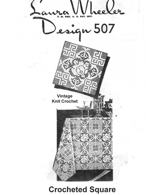 Filet Crochet Bedspread Square Pattern Rose Window