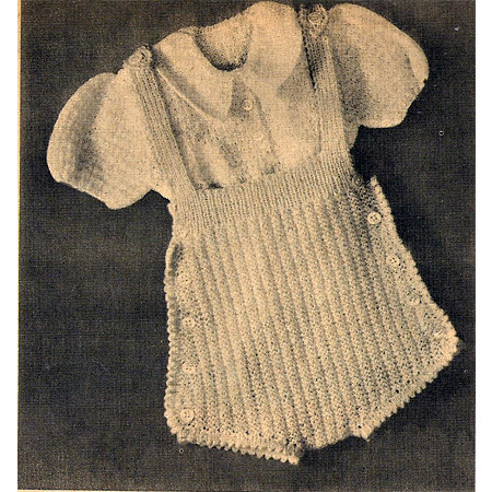 Baby Knitted Cable Playsuit Pattern, Easy Romper Vintage 1940s