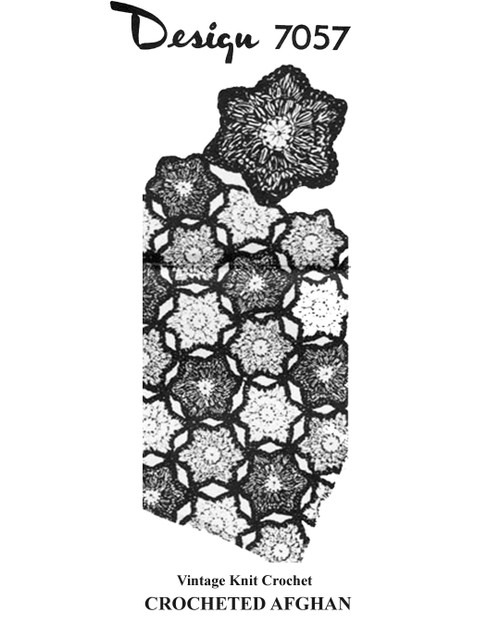 Crochet Flower Medallion Afghan Pattern Mail Order Design 7001