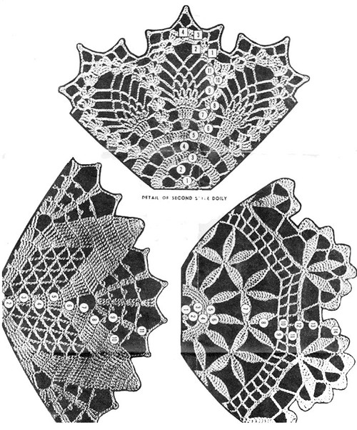 Three Crochet Doilies Pattern Oval Round Laura Wheler 692