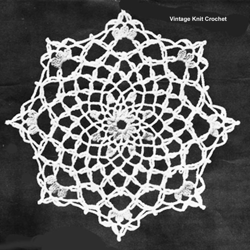 Crochet Pattern For Wagon Wheel Doily With Wheat Spokes