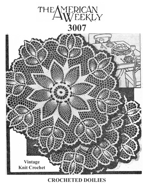 Vintage Crochet Doilies Pattern Large Small Flower Motif Mail Order