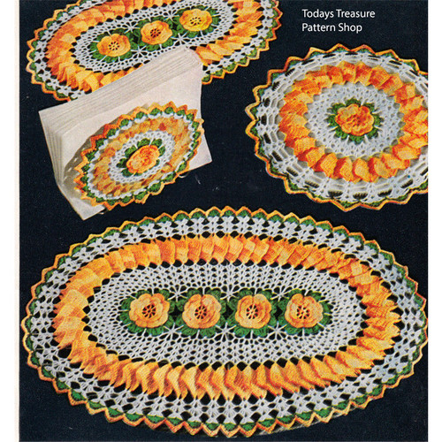Vintage Rose Crochet Mats Pattern