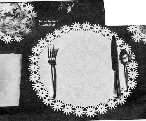 Pineapple Border Crochet Doily Pattern Vintage 1950s