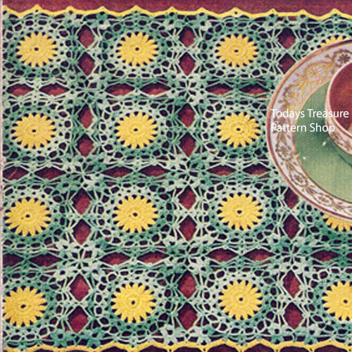 Crochet Medallion Pattern Festive Touch Runner Mats No 7962