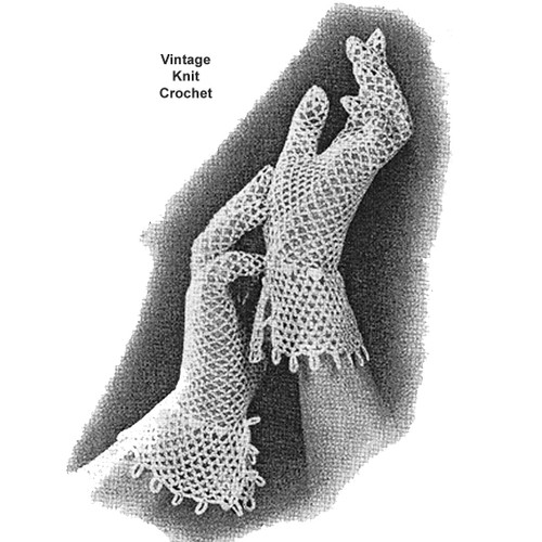 Crochet Lace Gauntlet Gloves Pattern, Lattice Loop Stitch