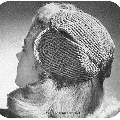 Vintage Crochet Calot Hat Pattern, Tulip Shape 1940s
