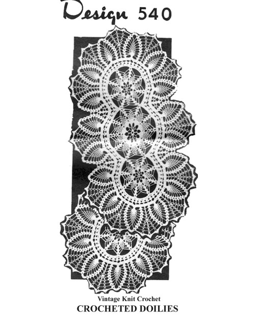 Crochet Oval Doily Runner Pattern Medallion Center Design 7004