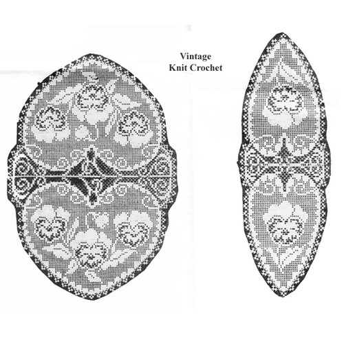Pansy Filet Crochet Doily Pattern Pineapple Border Mail Order 7110