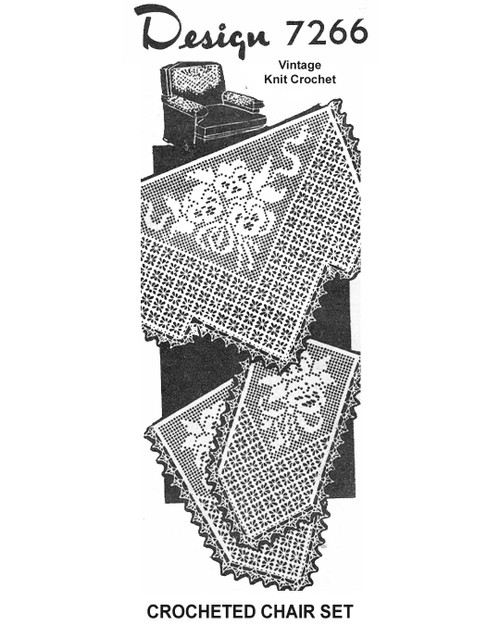 Pansy Filet Crochet Chair Doily Pattern Set The American Weekly 3127