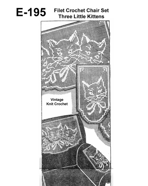 Vintage Filet Crochet Pansy Pattern Chair Set Mail Order E 1085