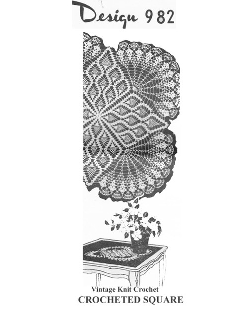 Laura Wheeler 982 Crochet Pineapple Square Doily Cloth Pattern Mail