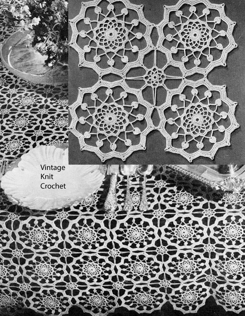 Crocheted Medallion Tablecloth Pattern Napkin Insertion